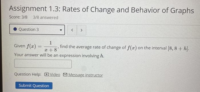 Solved Assignment 1.3: Rates of Change and Behavior of | Chegg.com