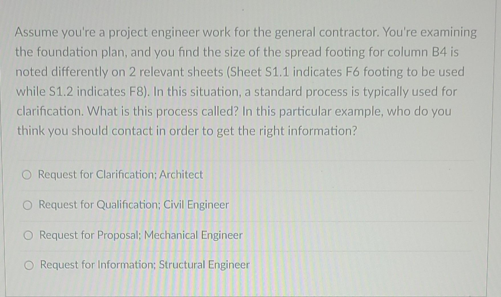 Solved Assume you're a project engineer work for the general | Chegg.com