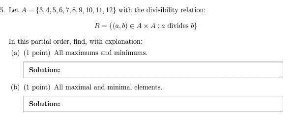 Solved Let A={3,4,5,6,7,8,9,10,11,12} with the divisibility | Chegg.com