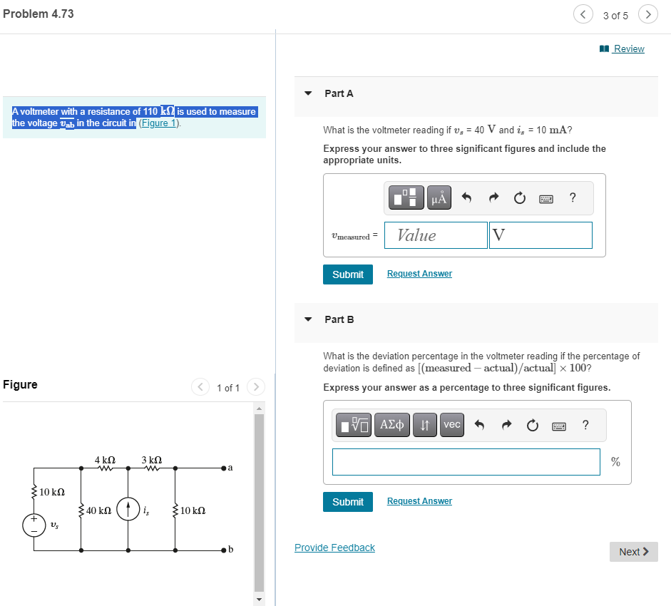 Solved A voltmeter with a resistance of 110kΩ ﻿is used to | Chegg.com