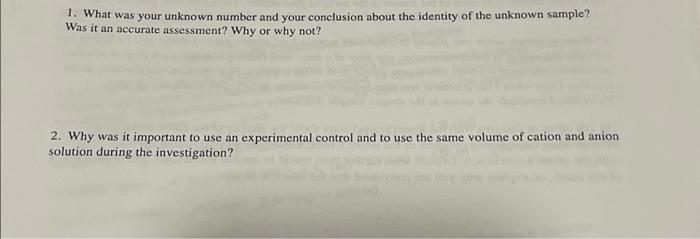 Solved 1. What was your unknown number and your conclusion | Chegg.com