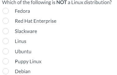 Solved Which of the following is NOT a Linux | Chegg.com