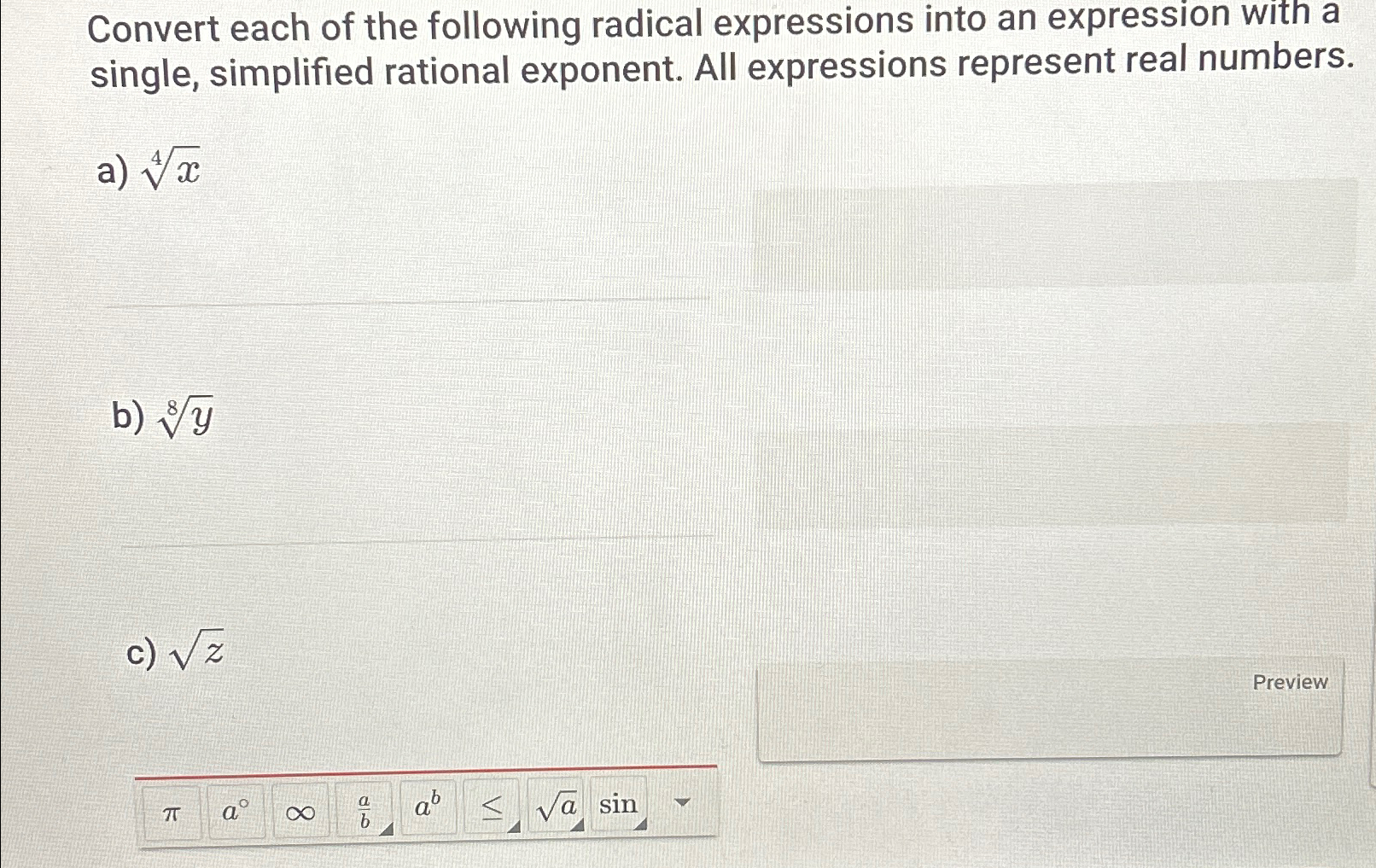 Solved Convert each of the following radical expressions | Chegg.com