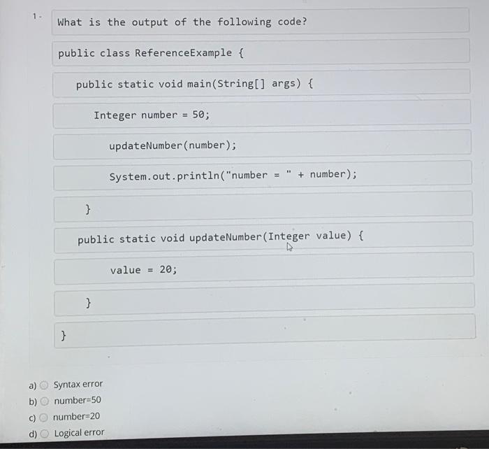 Solved 1- a) C) What is the output of the following code? | Chegg.com