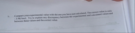 Solved b. ﻿Compare your experimental value with the one you | Chegg.com