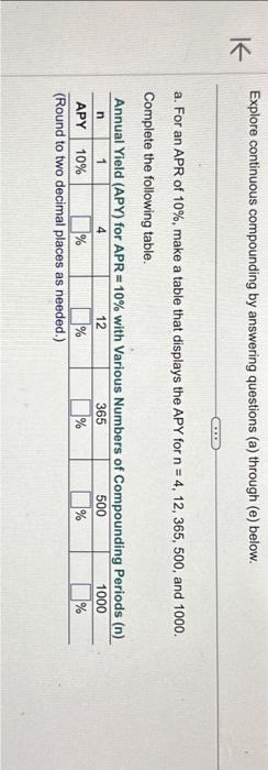 Explore continuous compounding by answering questions | Chegg.com
