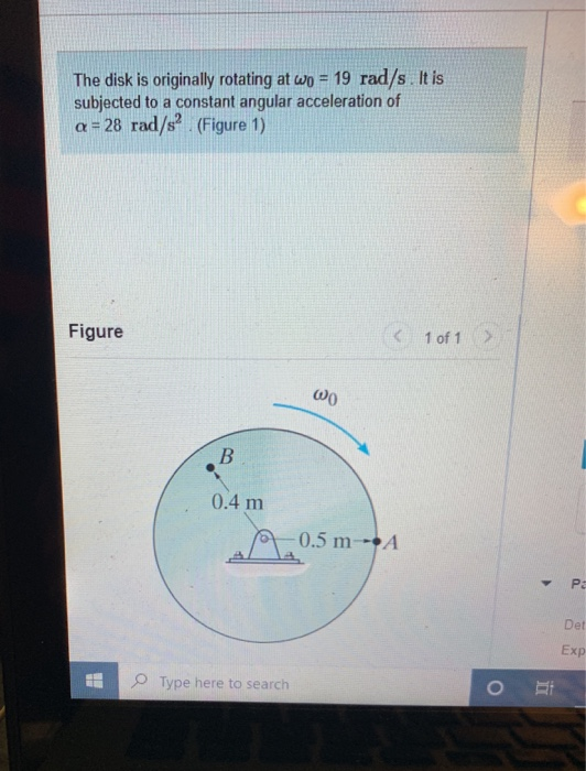 Solved The disk is originally rotating at wo = 19 rad/s. It | Chegg.com