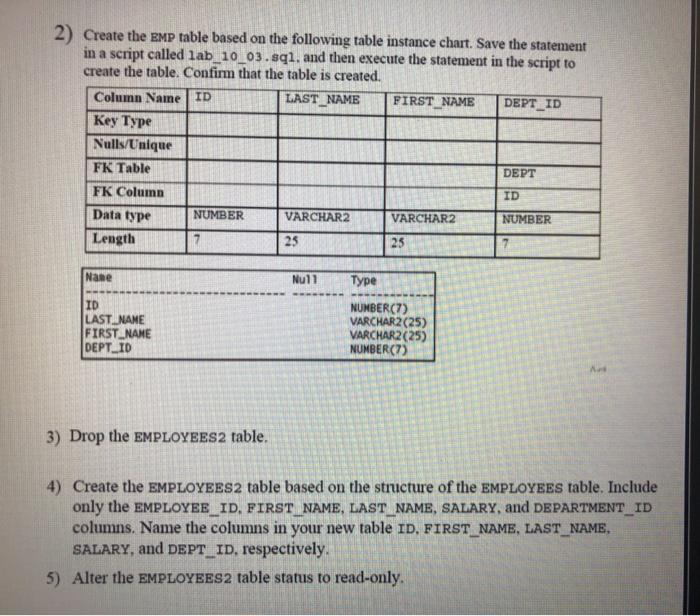 Solved LAB Exercise 1: Using DDL Statements to Create and | Chegg.com