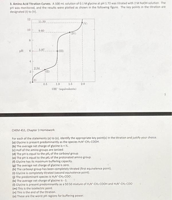 Solved 3. Amino Acid Titration Curves. A 100 ml solution of | Chegg.com