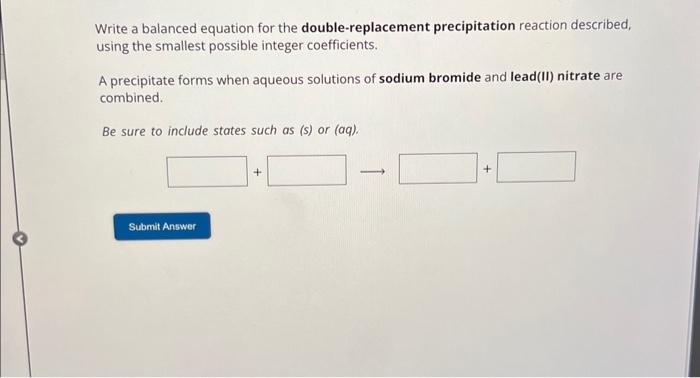 Solved Write a balanced equation for the double-replacement | Chegg.com