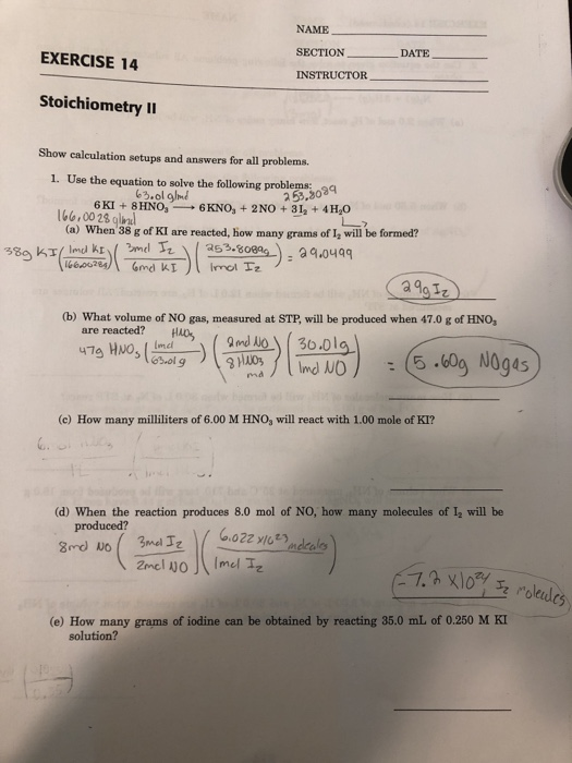 Solved NAME SECTION EXERCISE 14 DATE INSTRUCTOR | Chegg.com