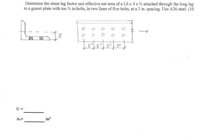Solved Determine the shear lag factor and effective net area | Chegg.com