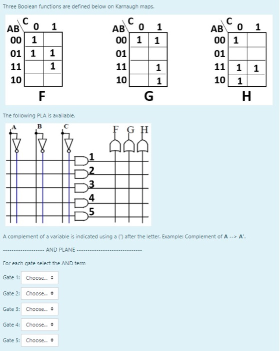 Solved Three Boolean functions are defined below on Karnaugh | Chegg.com
