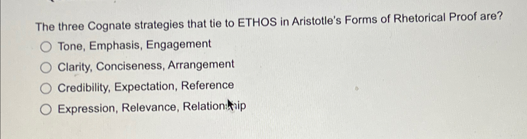 Solved The three Cognate strategies that tie to ETHOS in | Chegg.com