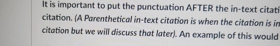 Solved It is important to put the punctuation AFTER the | Chegg.com