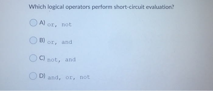 Solved Which Logical Operators Perform Short circuit Chegg