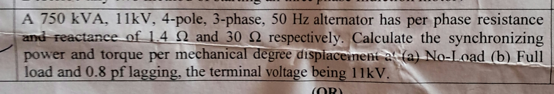 Solved A 750kVA,11kV, 4-pole, 3-phase, 50Hz ﻿alternator has | Chegg.com