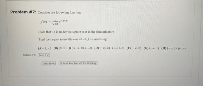 Solved Problem \#7: Consider the following function. | Chegg.com