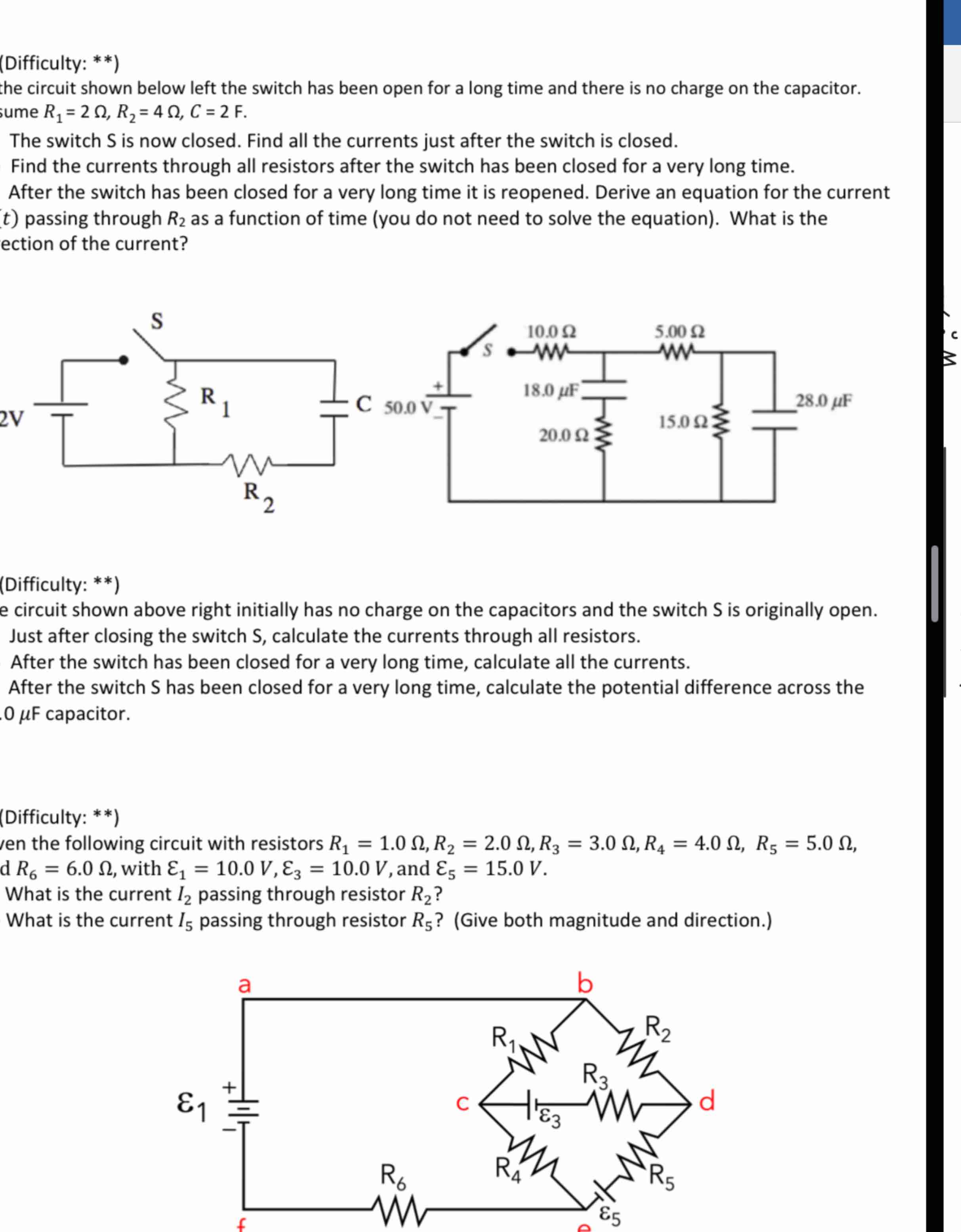 (Difficulty: **)the circuit shown below left the | Chegg.com
