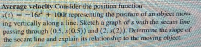 Solved Average velocity Consider the position function | Chegg.com