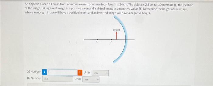 Solved An object is placed 11 cm in front of a concave | Chegg.com