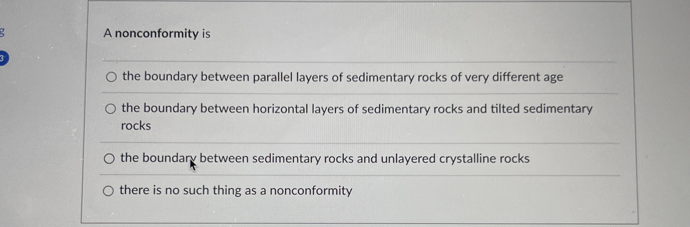 Solved A nonconformity isthe boundary between parallel | Chegg.com