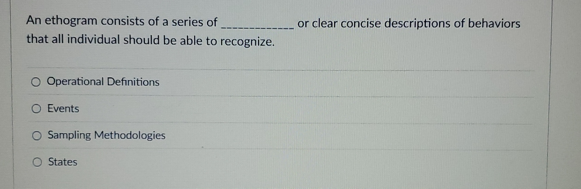Solved An ethogram consists of a series of or clear concise | Chegg.com