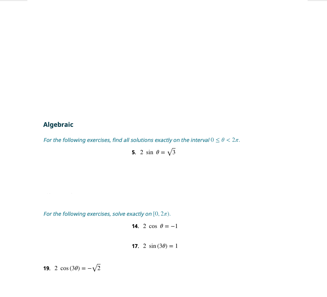 Solved AlgebraicFor the following exercises, find all | Chegg.com