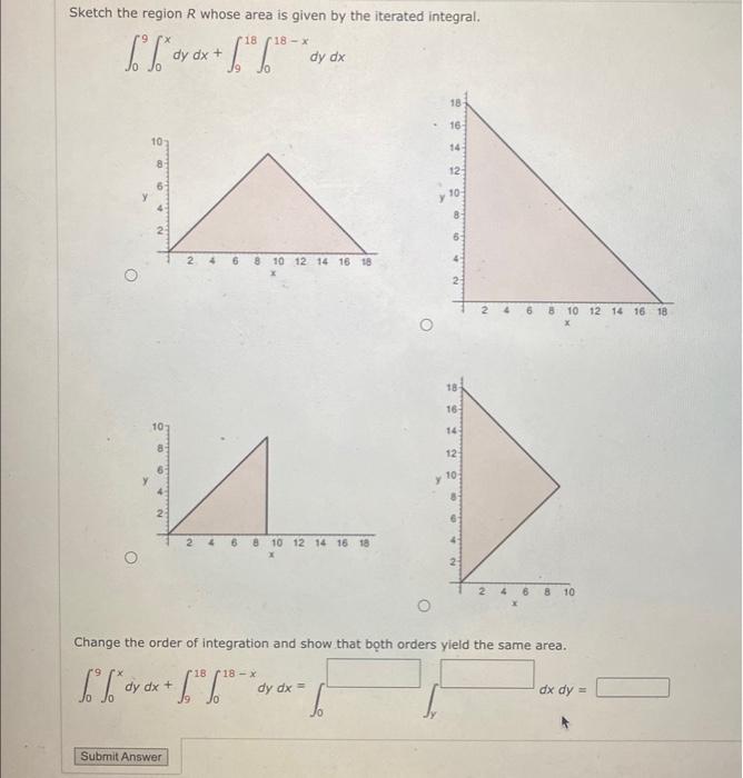 Solved Sketch the region R whose area is given by the | Chegg.com