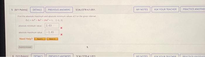 Solved Find the abseste misursum and atsbute minime-s values | Chegg.com