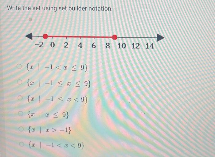 Solved Write the set using set builder notation {x∣−1 | Chegg.com