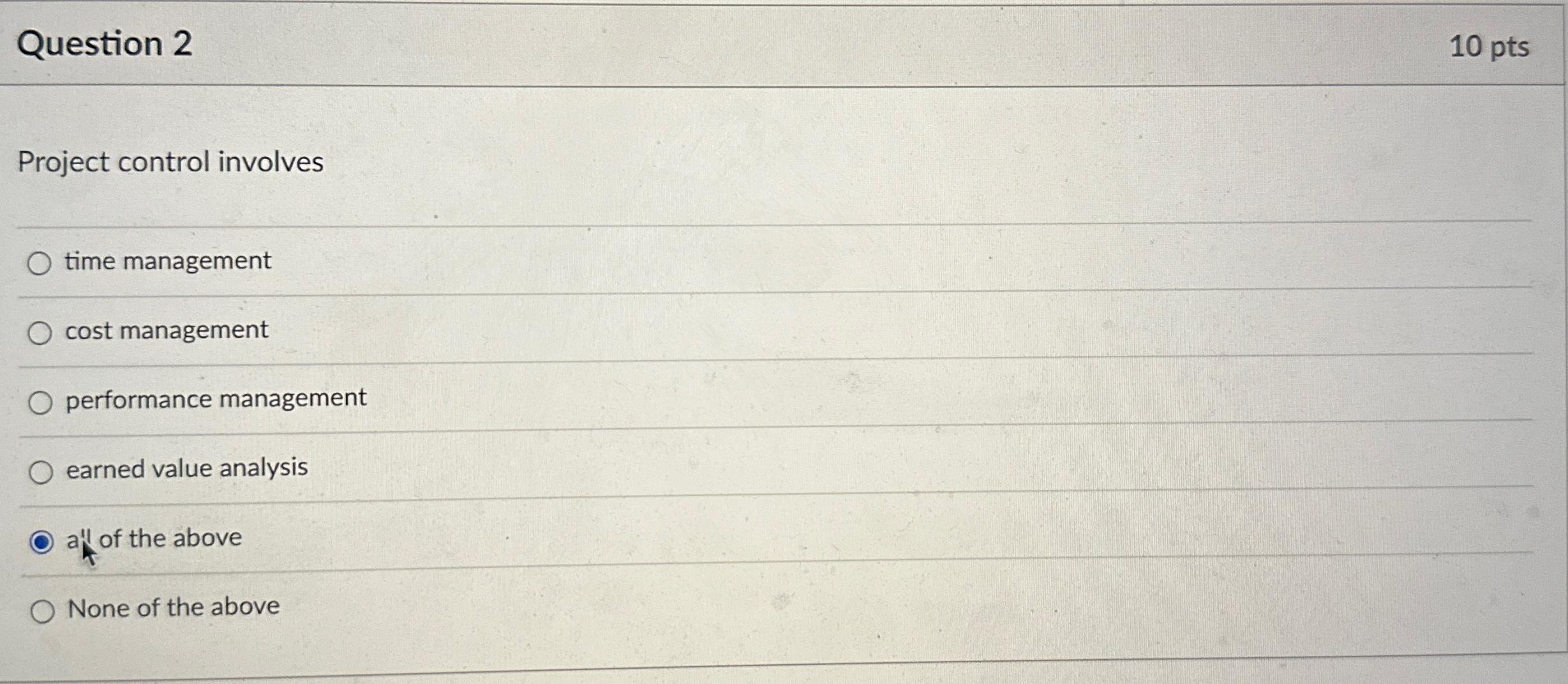 Solved Question 210 ﻿ptsProject control involvestime | Chegg.com