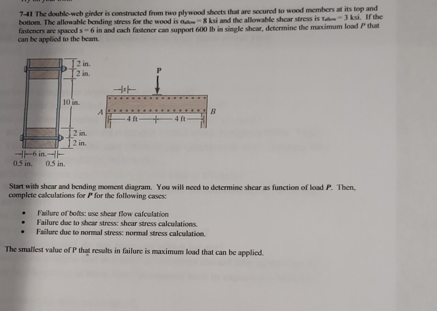 Solved 7-41 The double-web girder is constructed from two | Chegg.com