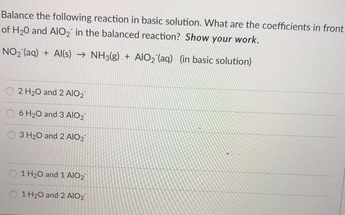 Solved Balance the following reaction in basic solution. | Chegg.com