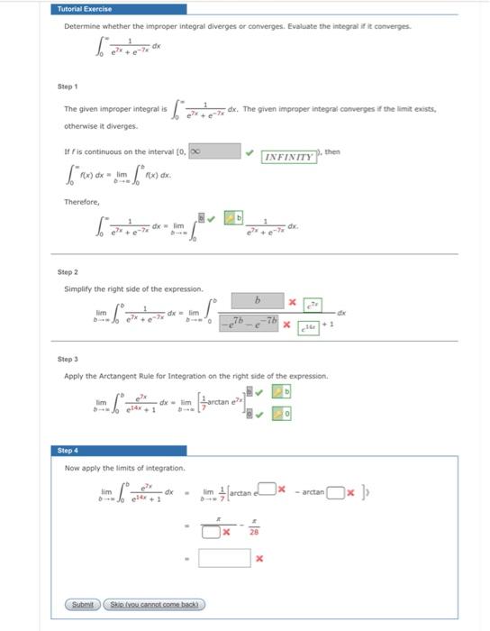 Solved Tutorial Exercise Determine whether the improper | Chegg.com