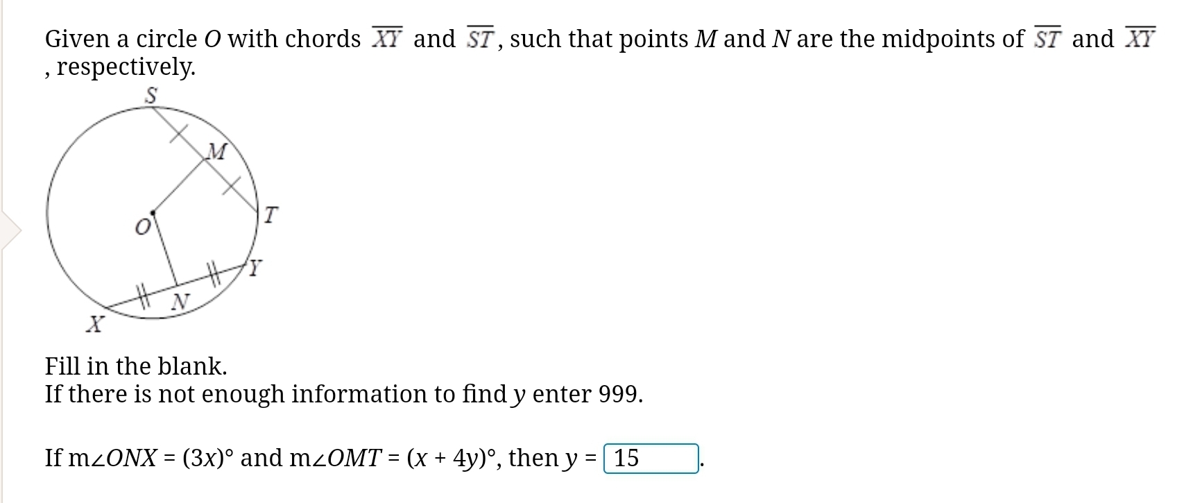 Solved Given a circle O ﻿with chords ?bar (xY) ﻿and | Chegg.com