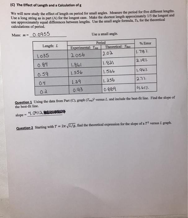 Solved (A) The Pendulum at Large Angles We will study the | Chegg.com