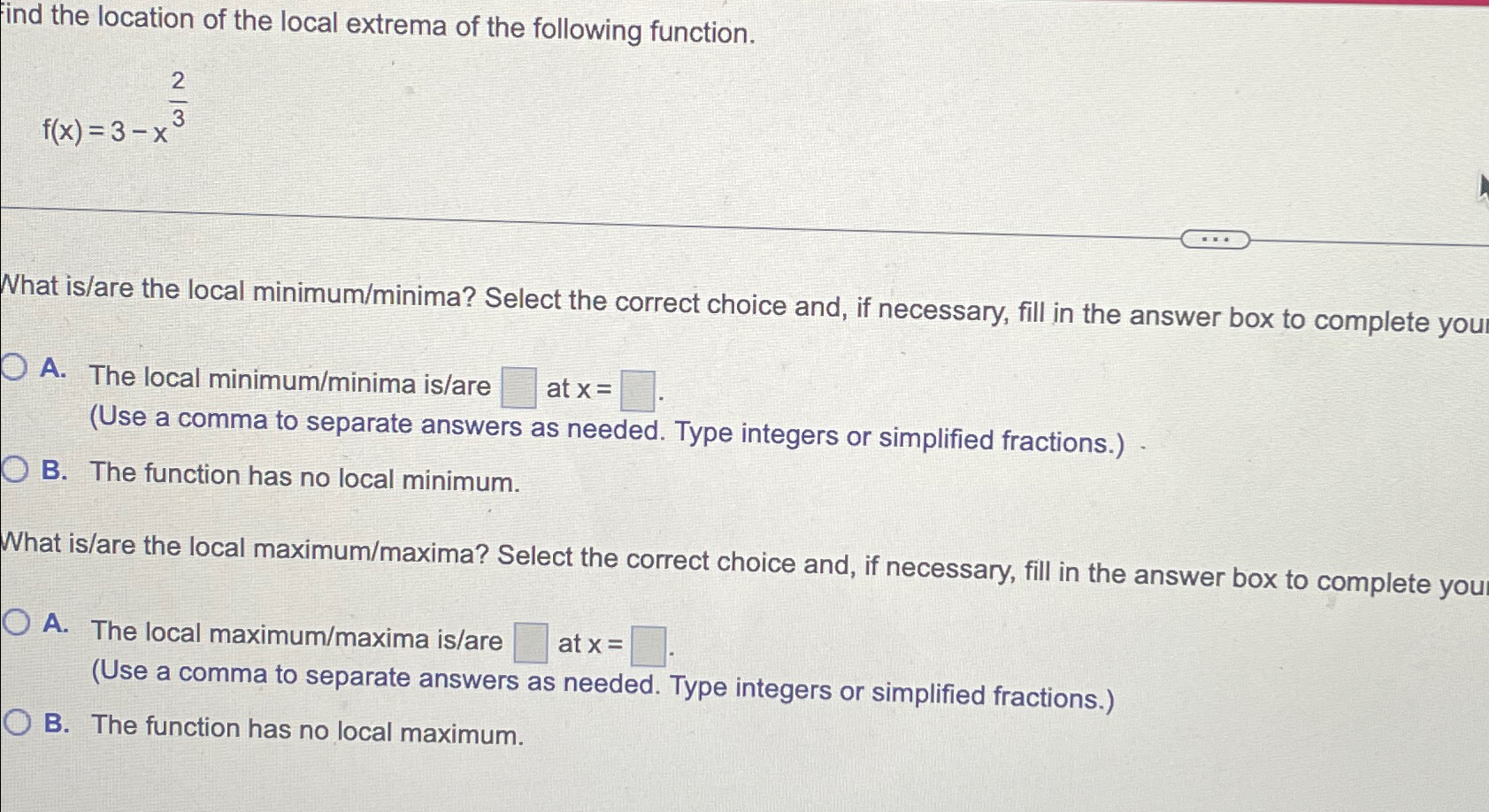 Solved ind the location of the local extrema of the | Chegg.com