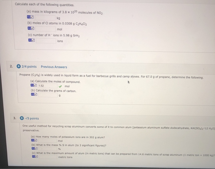 Solved Calculate each of the following quantities. (a) mass | Chegg.com