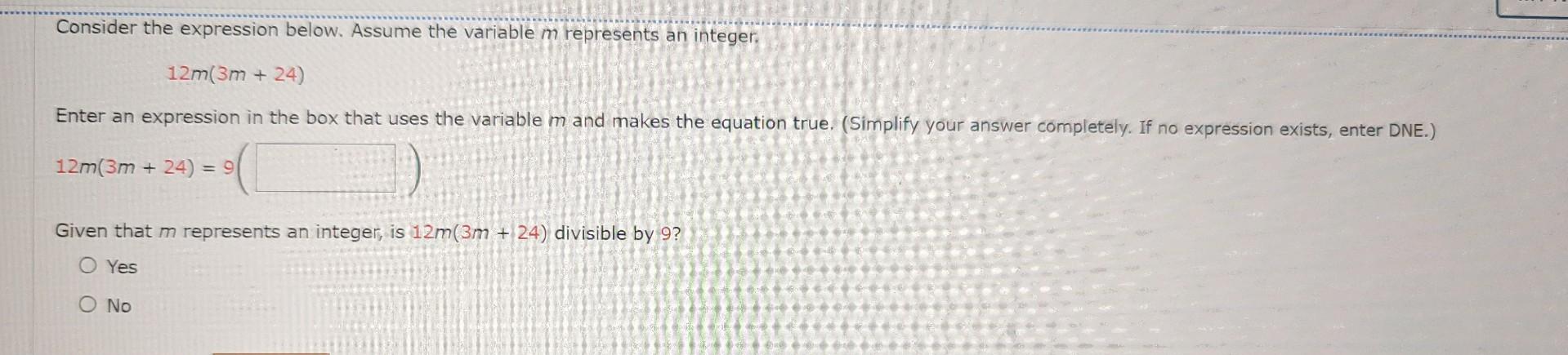 Solved Consider the expression below. Assume the variable m | Chegg.com