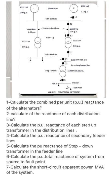 Solved 1-Caıculate the combined per unit (p.u.) reactance of | Chegg.com