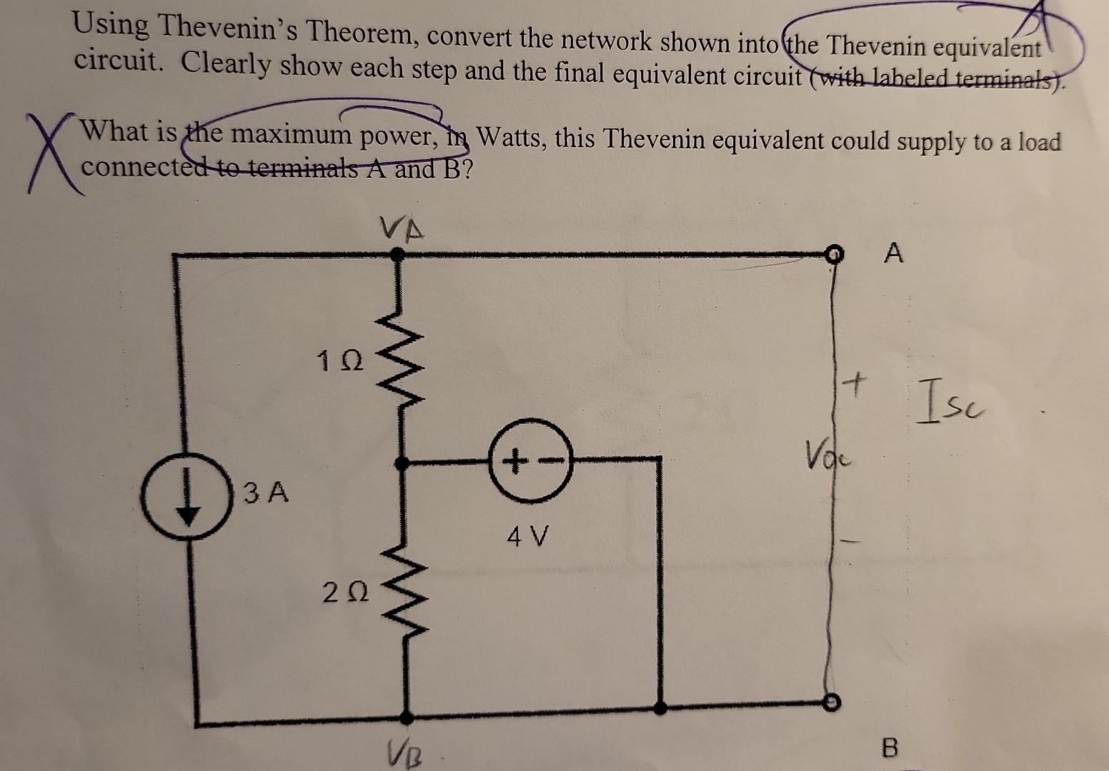 Solved Using Thevenin's Theorem, convert the network shown | Chegg.com