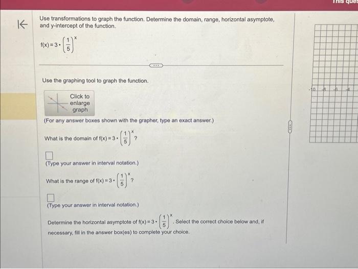 Solved Use transformations to graph the function. Determine | Chegg.com