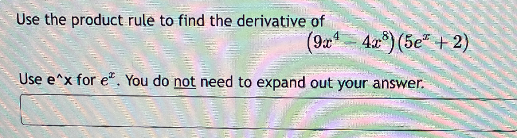 Solved Use the product rule to find the derivative | Chegg.com