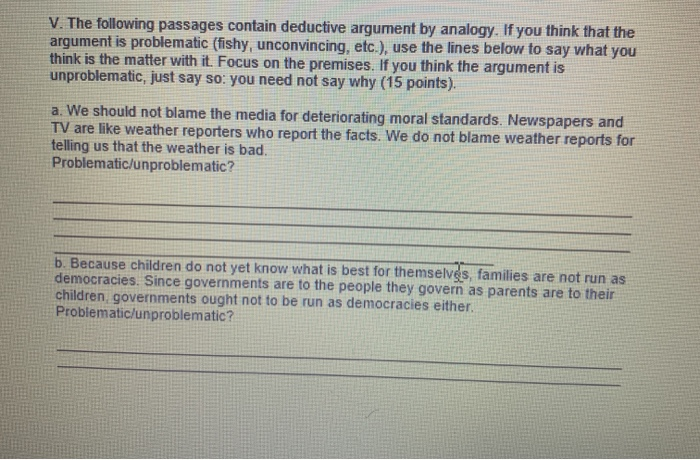 Solved V. The following passages contain deductive argument | Chegg.com