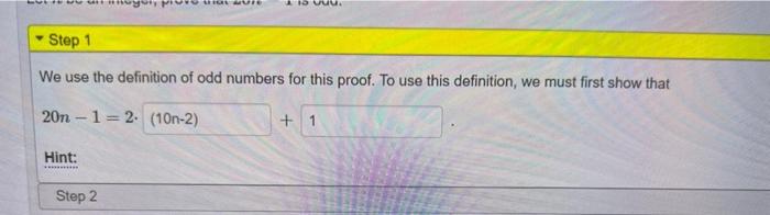 We use the definition of odd numbers for this proof. | Chegg.com