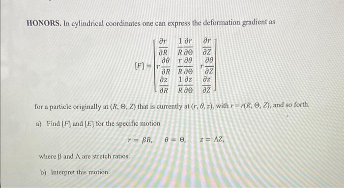 Solved Honors In Cylindrical Coordinates One Can Express