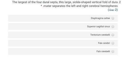 Solved The largest of the four dural septa, this large, | Chegg.com