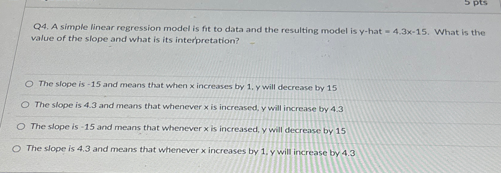Solved Q4. ﻿A simple linear regression model is fit to data | Chegg.com