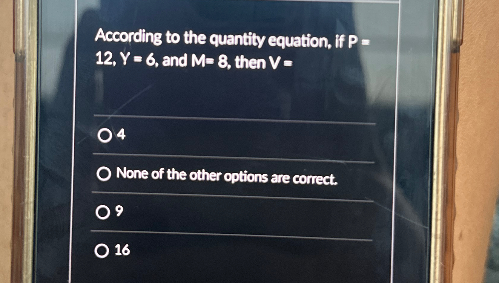 Solved According to the quantity equation, if P= 12,Y=6, | Chegg.com